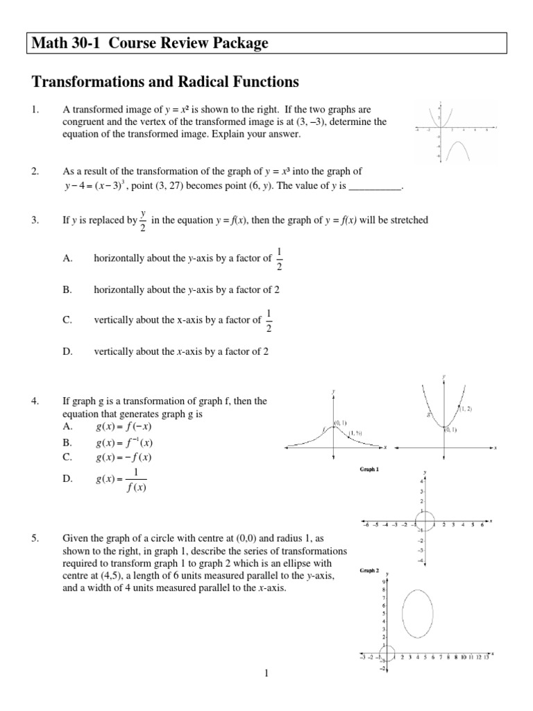 Math 30-1 Transformations Review | PDF | Sine | Trigonometric Functions