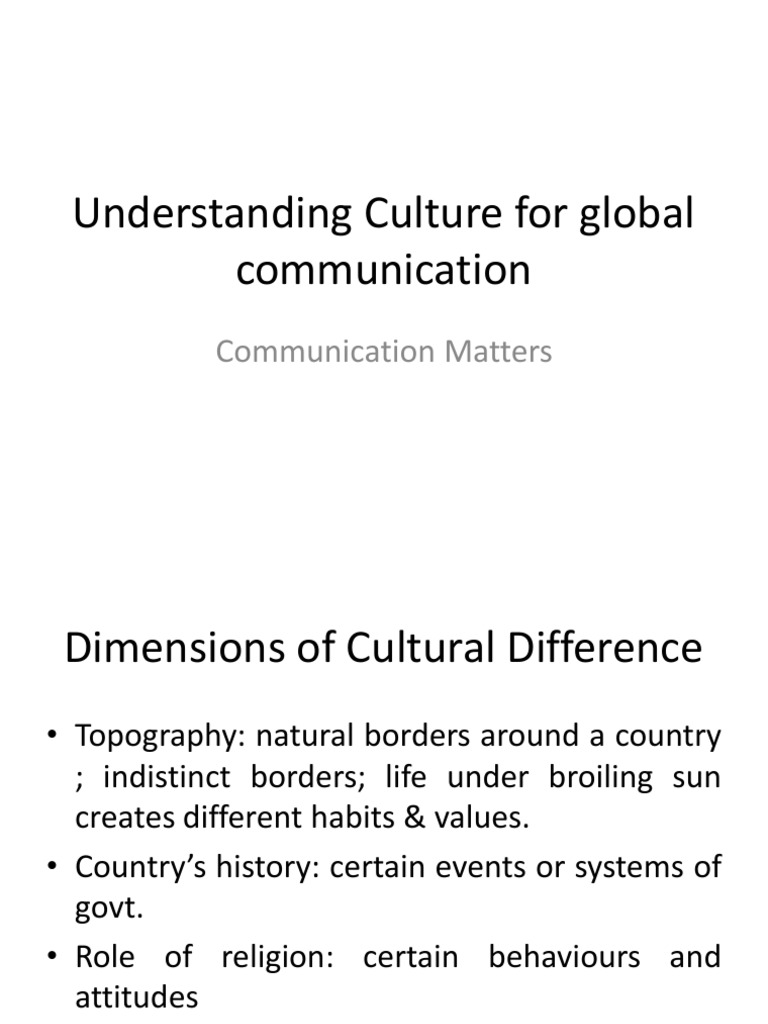 Culture's Impact on Global Communication | PDF | Behavioural Sciences ...