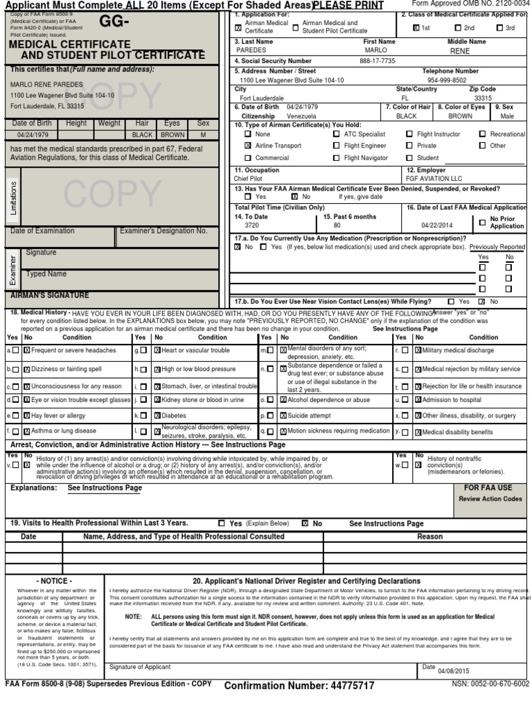 FAA Medical Exam Summary PDF | PDF | Driving Under The Influence | Medicine