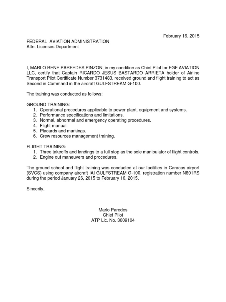 FAA Pilot Training Certification | PDF