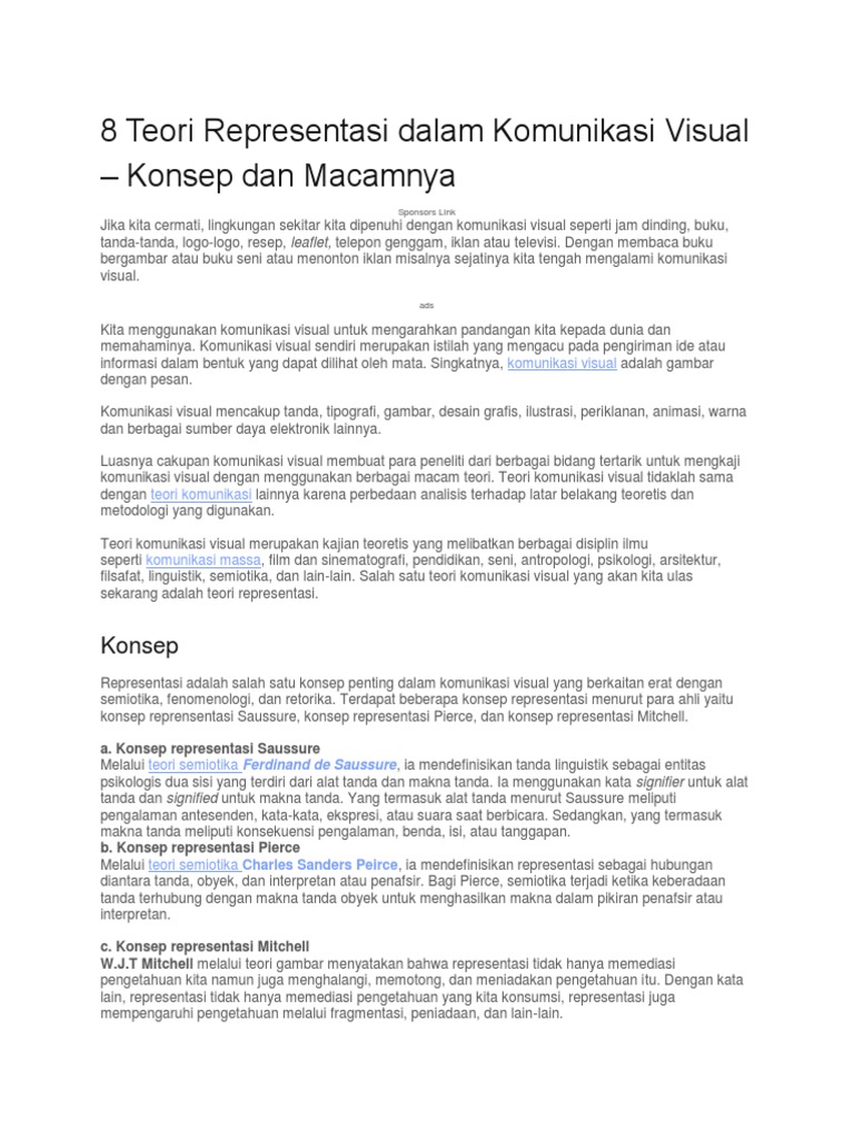 8 Teori Representasi Dalam Komunikasi Visual | PDF | Filsafat