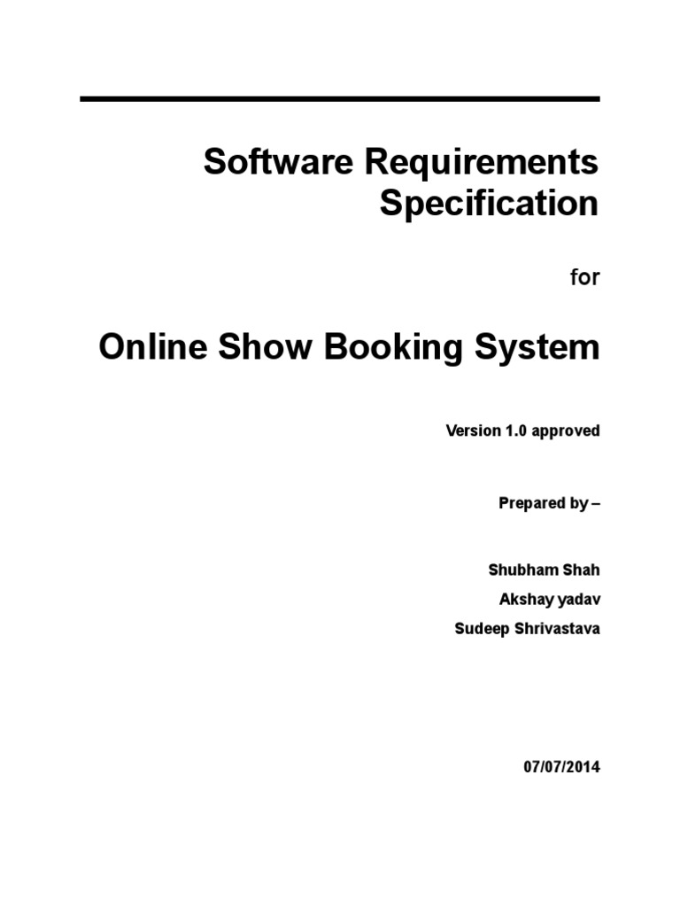 Srs On Online Booking System | PDF | Application Software | Graphical User Interfaces