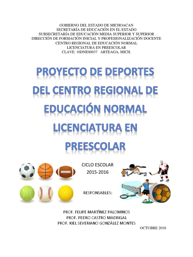 Proyecto Deportivo 2015-2016 Cren Preescolar | PDF | Deportes ...