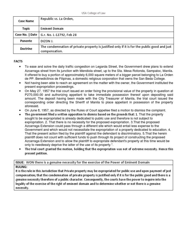 Republic vs. La Orden: Supreme Court Rules on Whether Government's ...