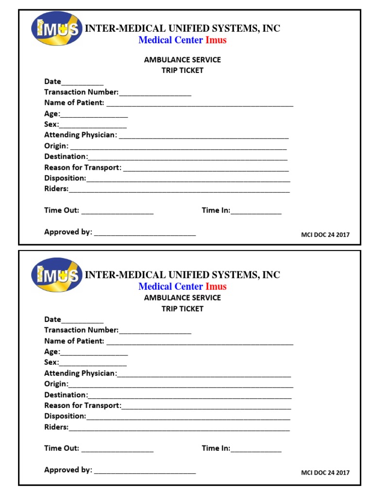 Ambulance Trip Ticket | PDF