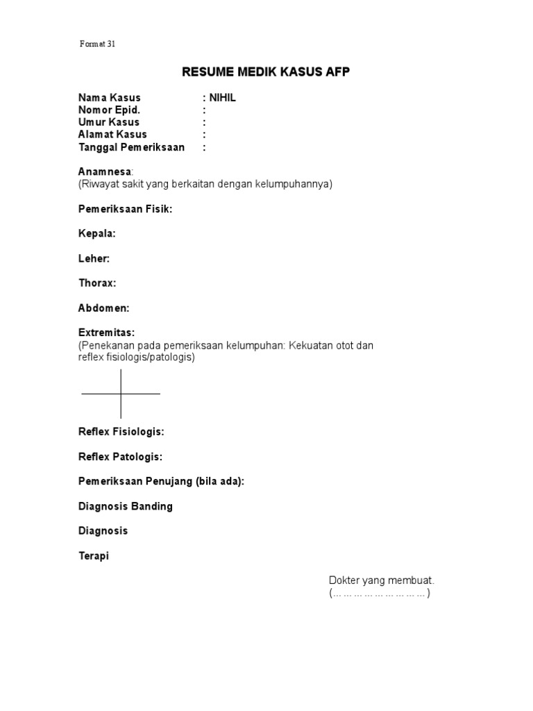 Form Resume Medik Kasus AFP | PDF