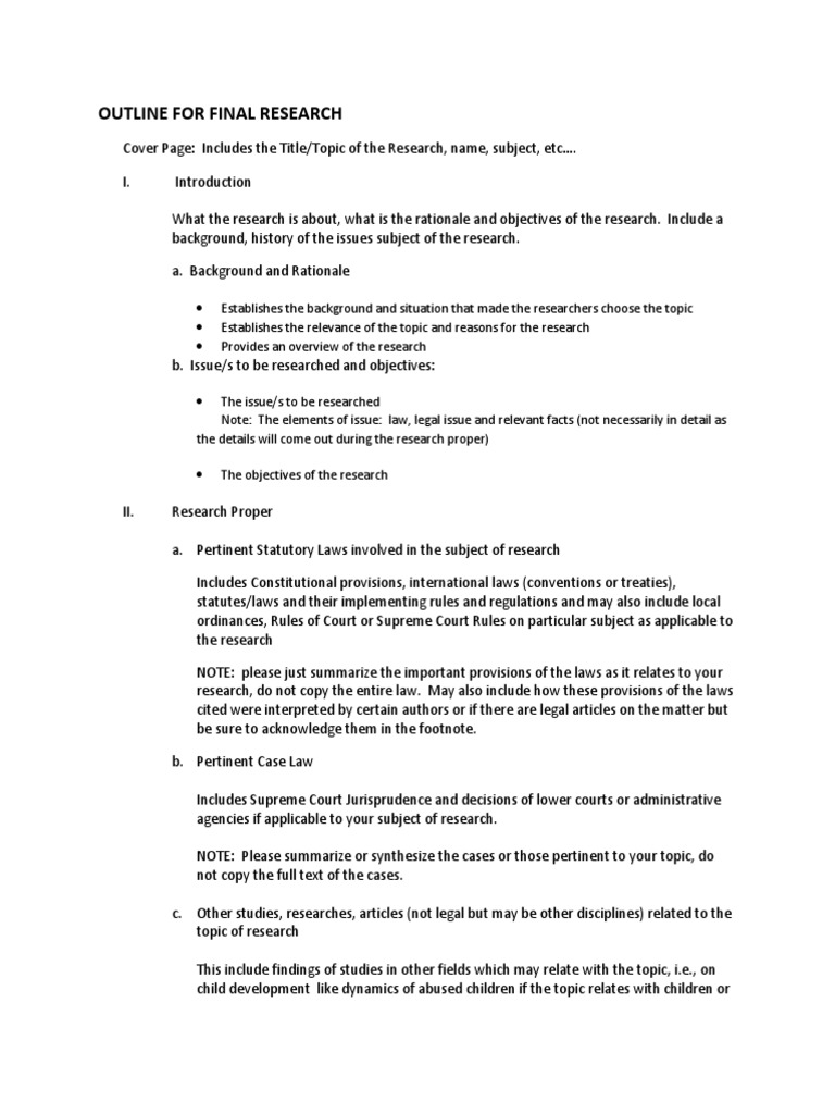Legal Research Paper Outline Template | PDF | Citation | Treaty