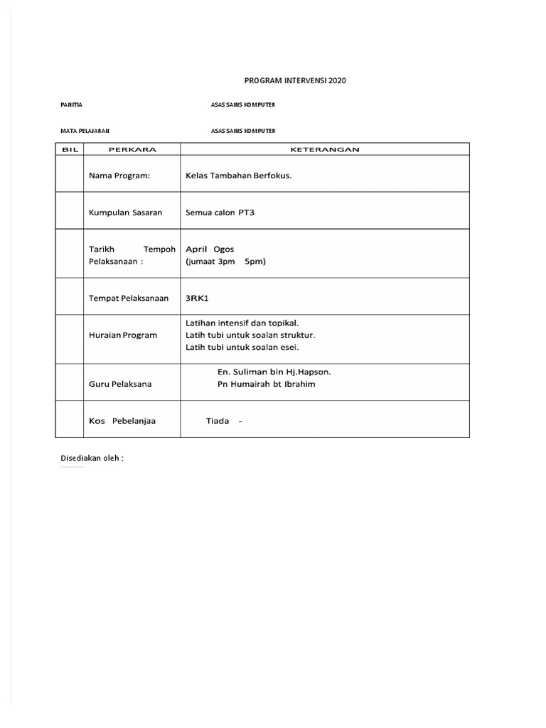 Program Intervensi ASK | PDF