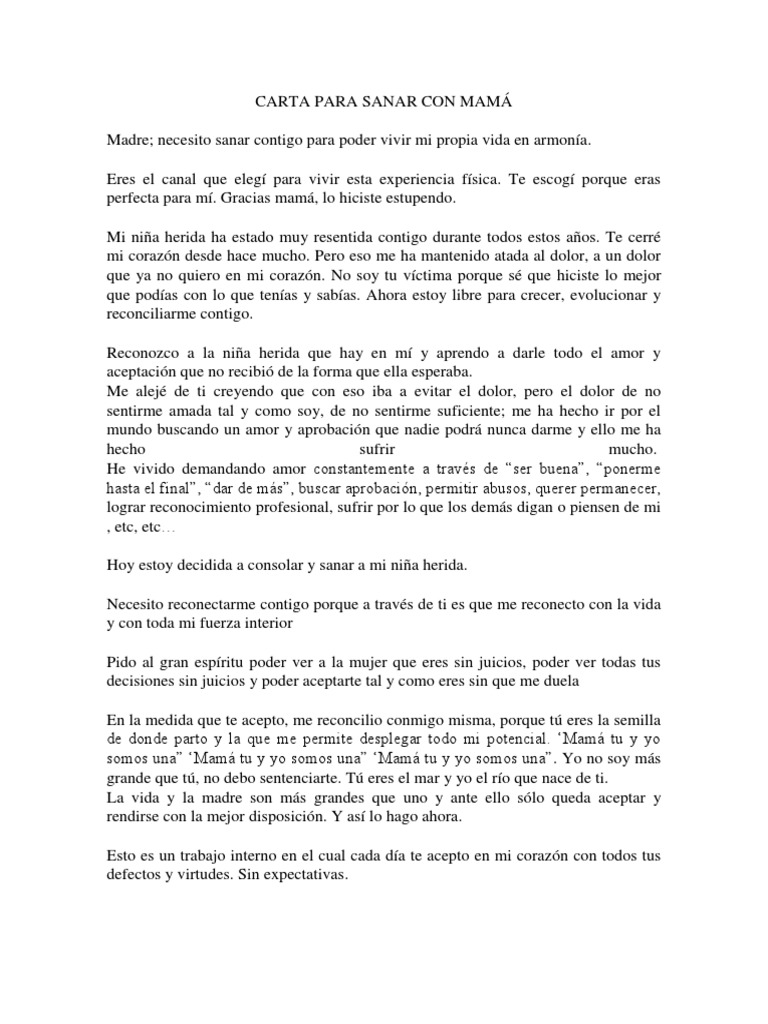 Carta Para Sanar Con Mamá Pdf