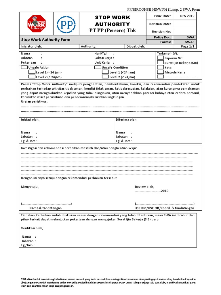 Swa Form | PDF