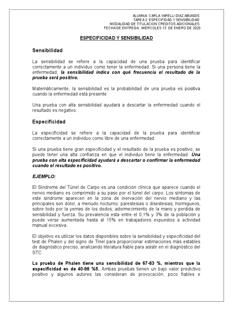 Especificidad y Sensibilidad | PDF | Diagnostico medico | Medicina
