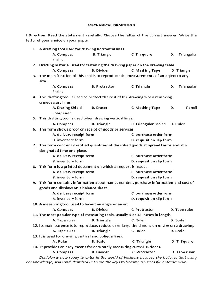 Tle 8 - Summative Test | PDF | Compass | Triangle