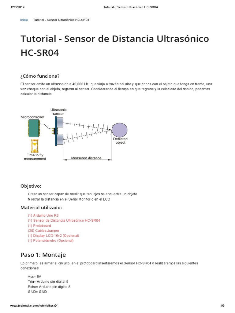 Tutorial - Sensor Ultrasónico HC-SR04 | PDF | Sensor | Arduino