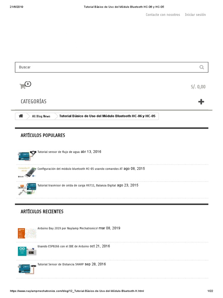 Tutorial Básico de Uso del Módulo Bluetooth HC-06 y HC-05 | PDF ...