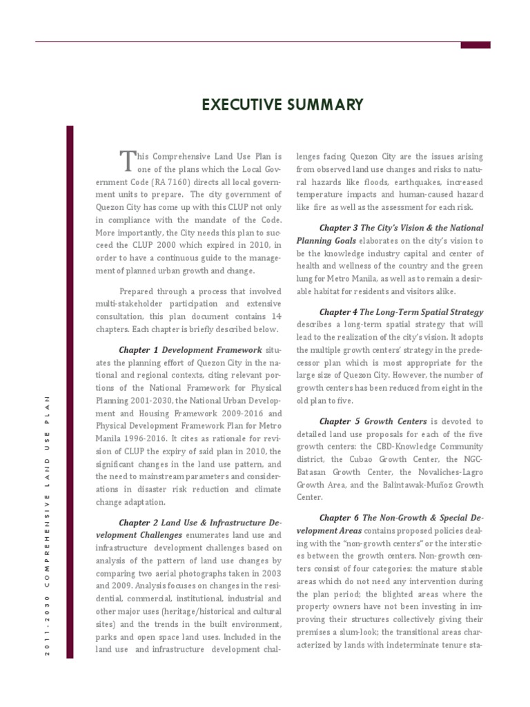 QC Comprehensive Land Use Plan 2011-2025 PDF | PDF | Risk Management ...