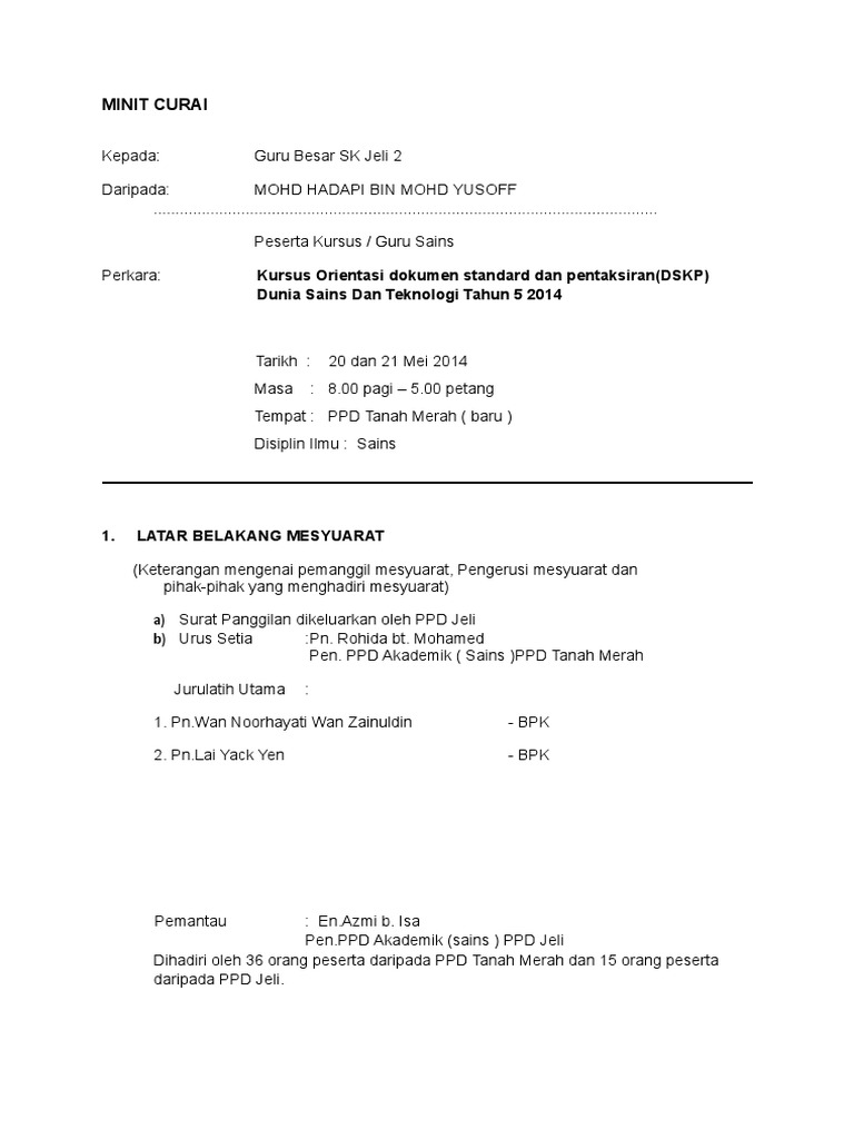 Minit Curai KSSR | PDF