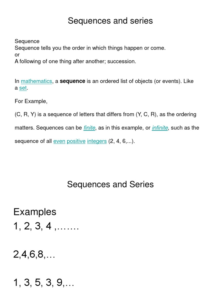 Sequences and Series | PDF | Series (Mathematics) | Sequence