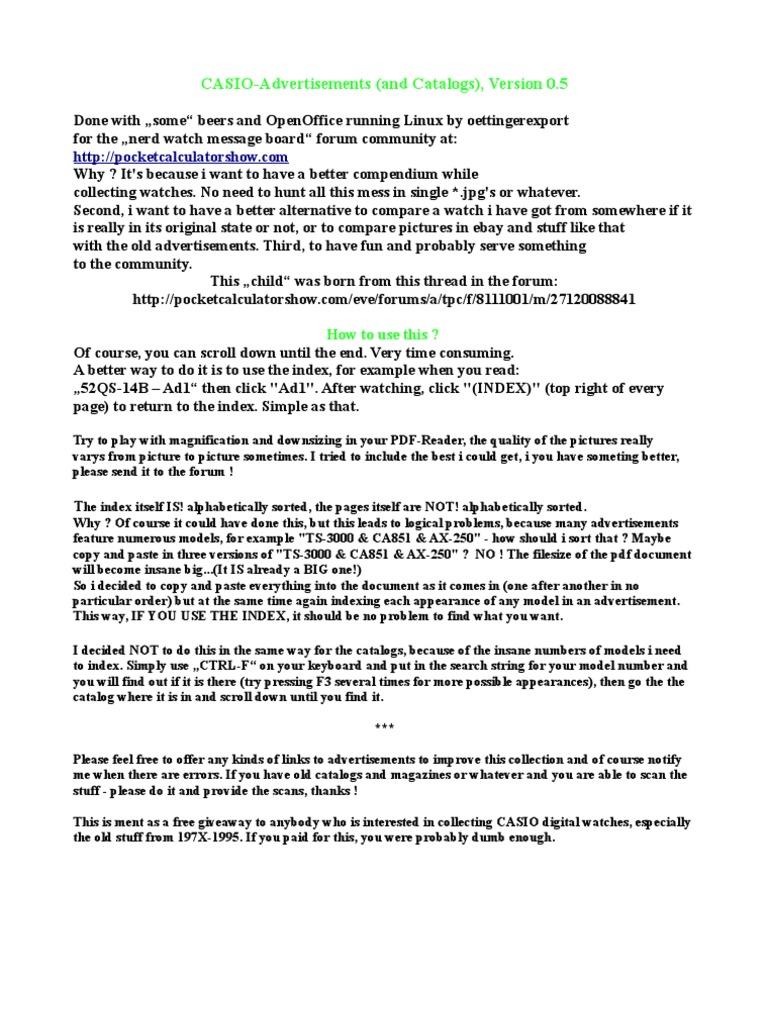 Casio Watch Advertisements Archive | PDF | Internet Forum | Mass Media