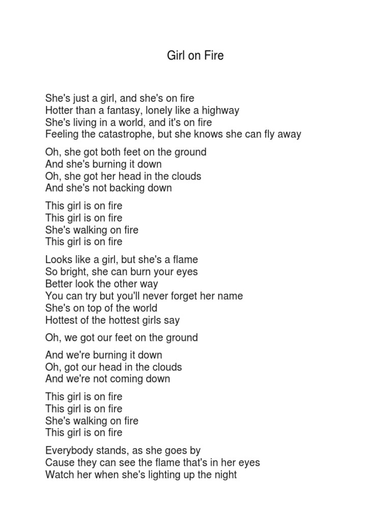 Girl on Fire Lyrics Summary | PDF | Poetry