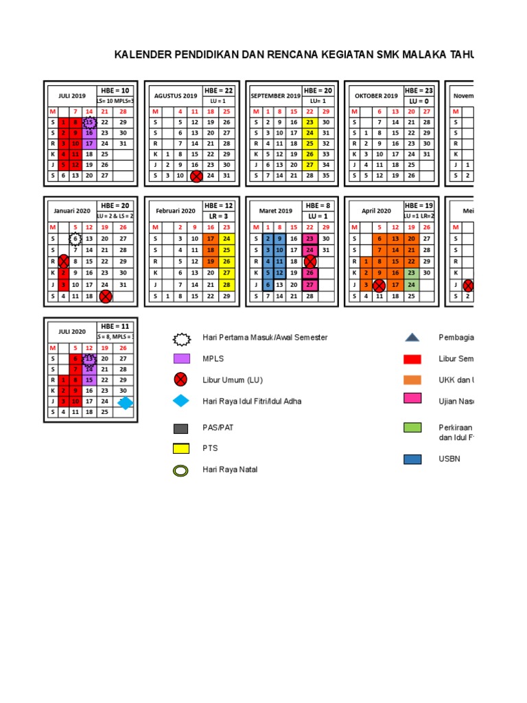 Kalender Pendidikan SMK Malaka 2019-2020 | Islamic Behaviour And ...
