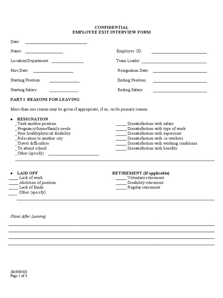 Employee Exit Formality Form | PDF | Retirement | Employment