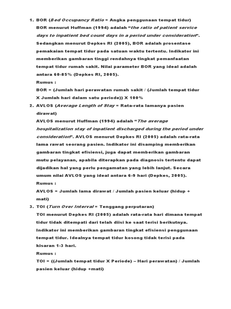 Rumus BOR LOS TOI | PDF