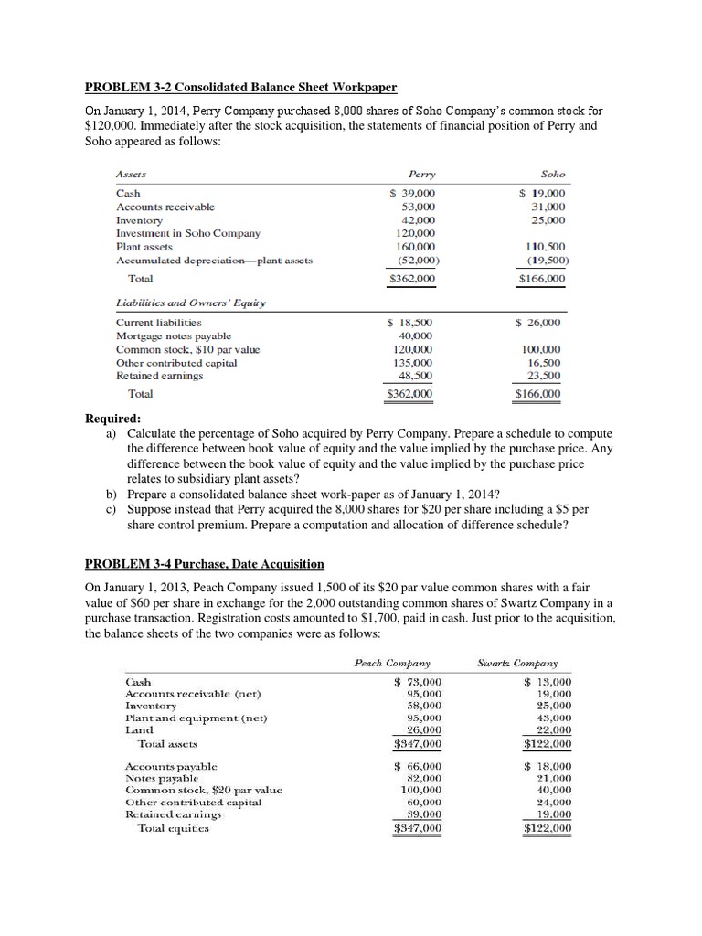 Consolidated Financial Statements Workpapers for Multiple Subsidiary Acquisitions Addressing ...
