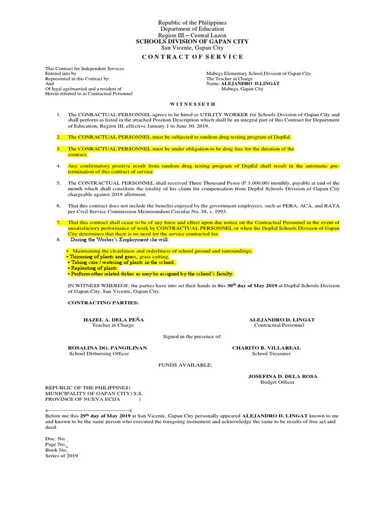 Contract of Service | PDF | Employment | Philippines