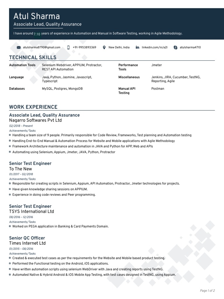 Atul's Resume - New | PDF | Mobile App | Selenium (Software)