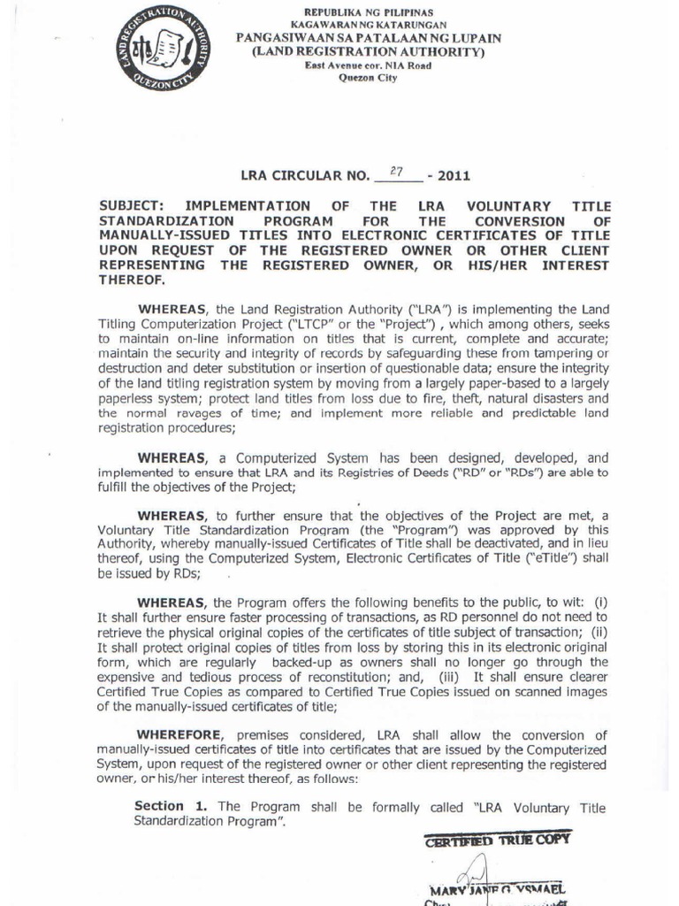 Lra Circular No. 27 - 2011 PDF | PDF