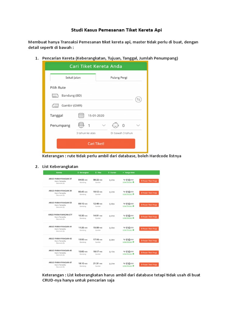 Studi Kasus Pemesanan Tiket Kereta Api | PDF