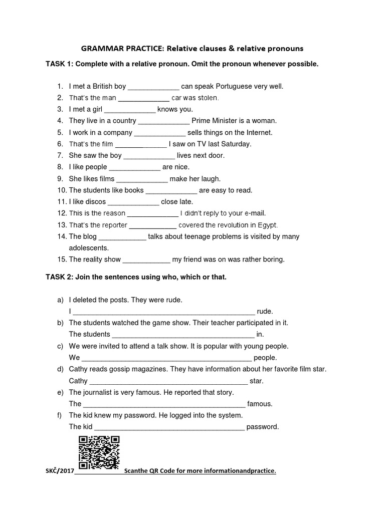 Relative Pronouns Worksheet | PDF | Social Science | Language Arts ...