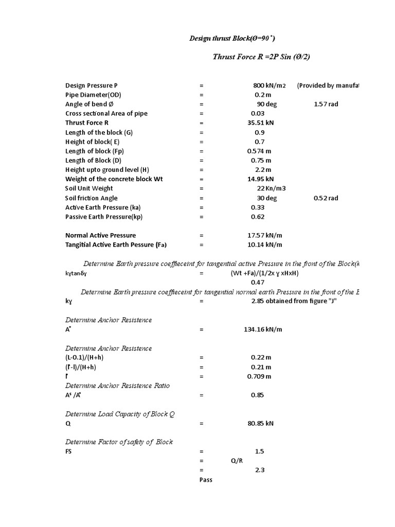 Thrust Block and SBC | PDF | Mechanics | Applied And Interdisciplinary ...