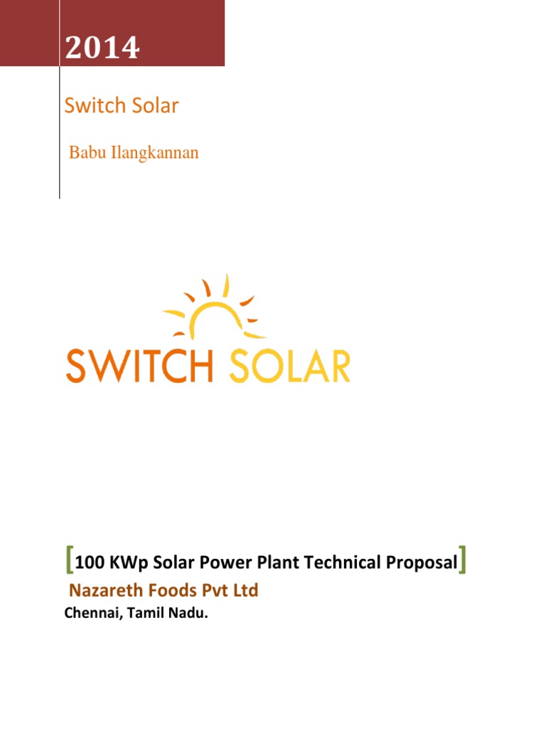 100KW Solar Power Plant Proposal | PDF | Energy Development | Photovoltaics