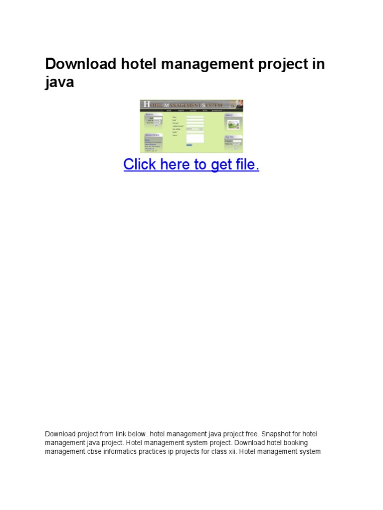 Hotel Management Project in Java | PDF | Net Beans | Applications ...