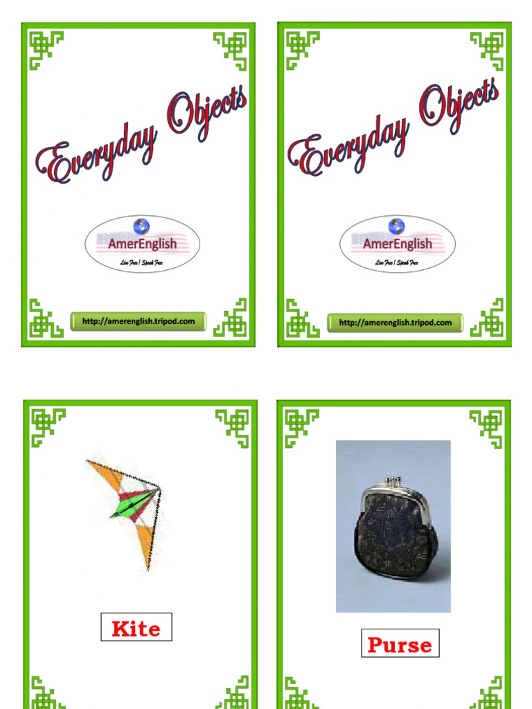Everyday Objects Flash Cards | PDF