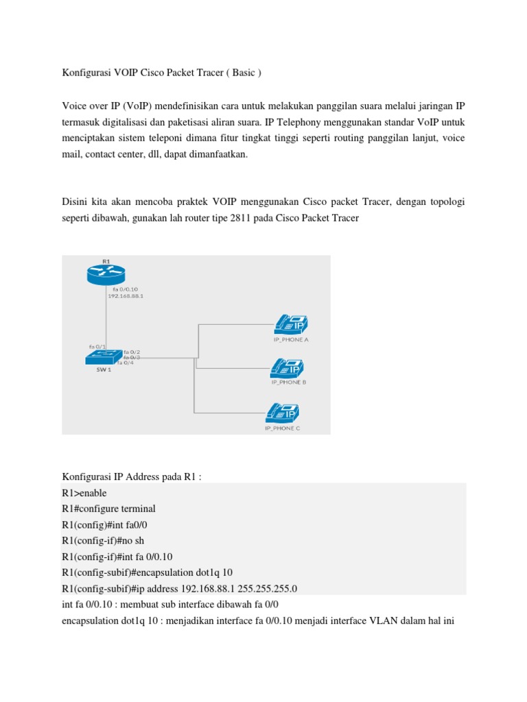 Konfigurasi VOIP Cisco Packet Tracer | PDF | Bisnis | Komputer