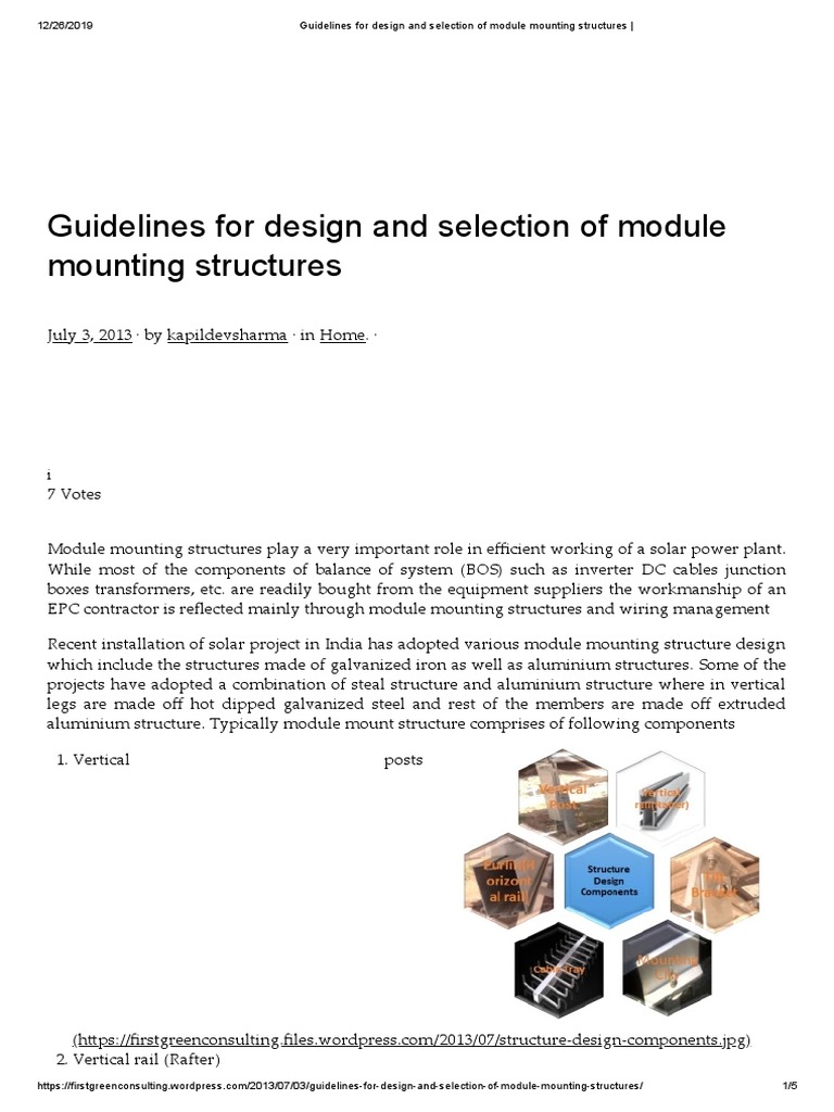 Guidelines for Solar Module Mounting Structure Design | PDF ...