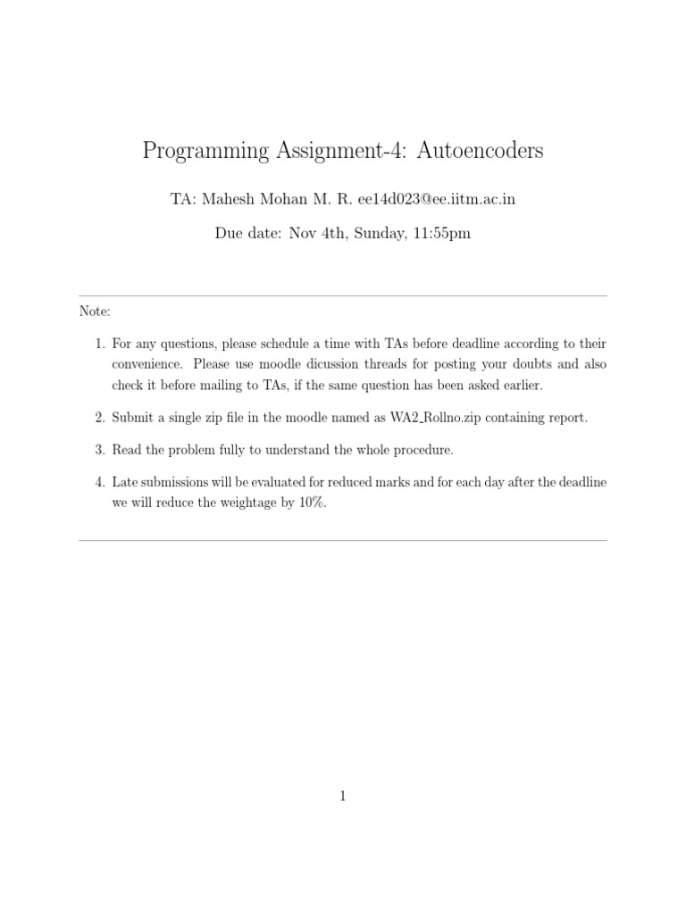 Autoencoder Assignment PDF | PDF | Principal Component Analysis | Applied Mathematics
