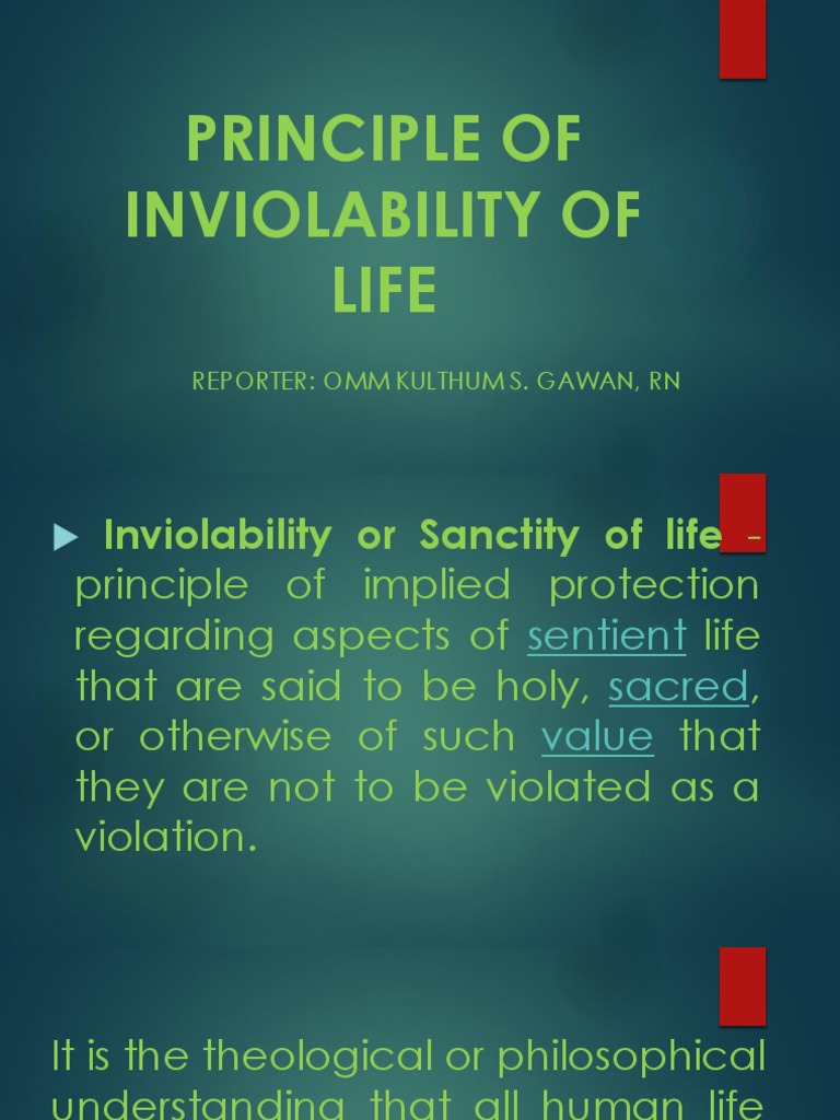 Principle of Inviolability of Life | PDF