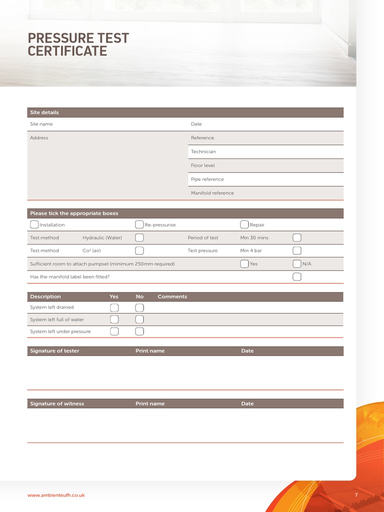 Pressure Test Certificate PDF | PDF