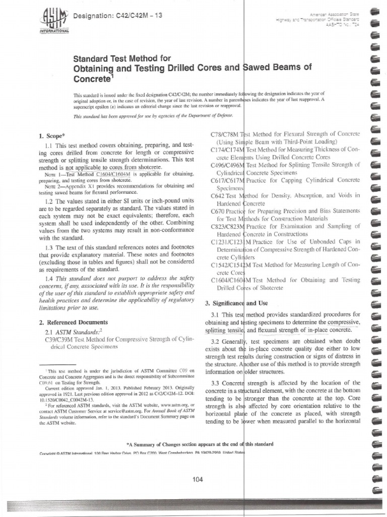 Astm C42 - 13 | PDF