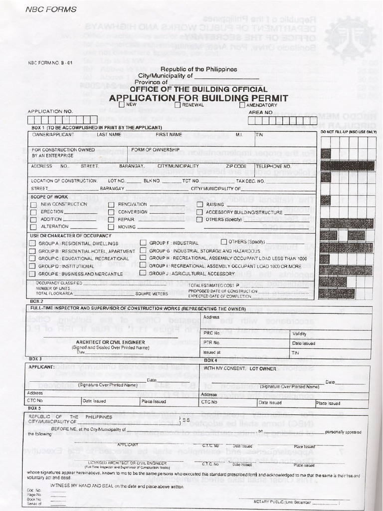 Application For Building Permit Form | PDF