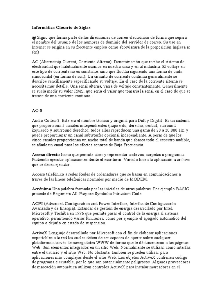 Informática Glosario de Siglas | PDF | Disco compacto | CD ROM