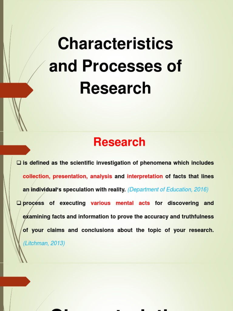 Characteristics, Process of Research | PDF | Scientific Method | Inquiry