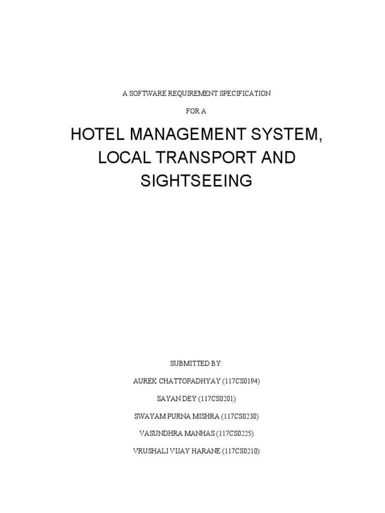 SRS - Hotel Management PDF | PDF | Operating System | Software