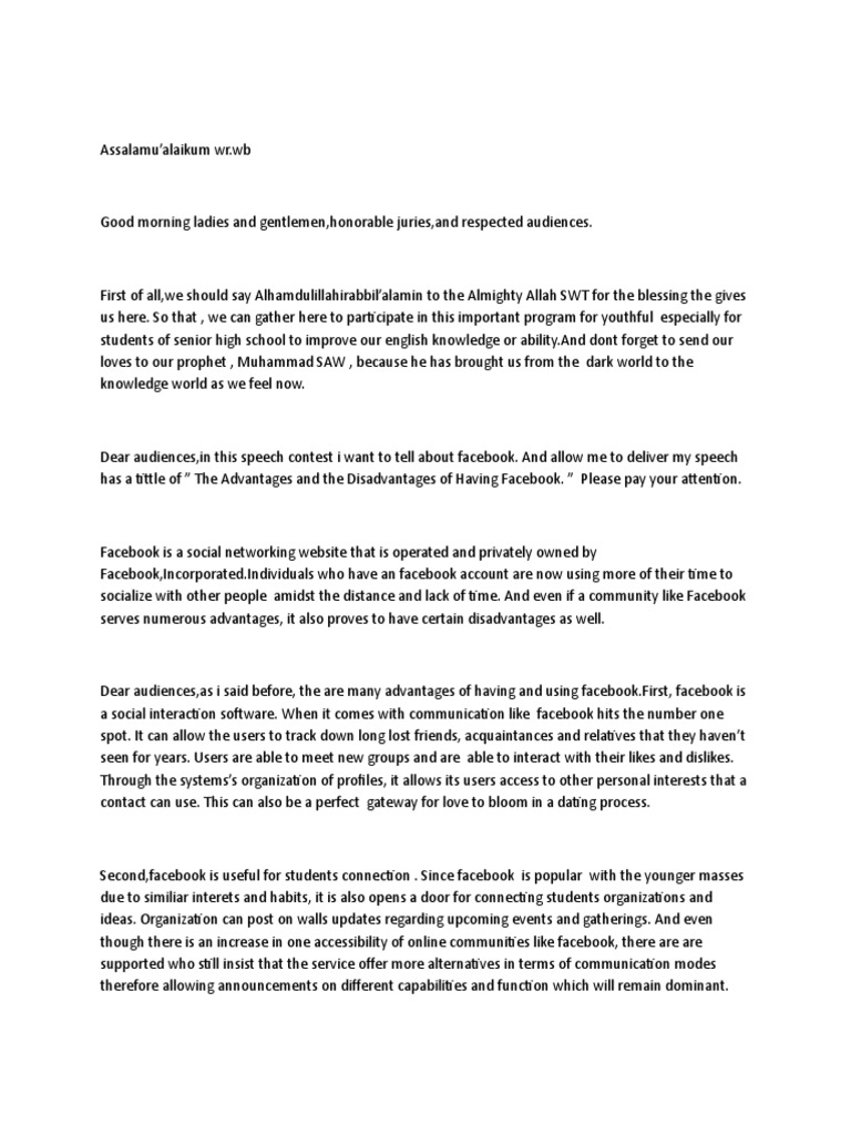 Teks Speech English | PDF | Facebook | Social Networking Service