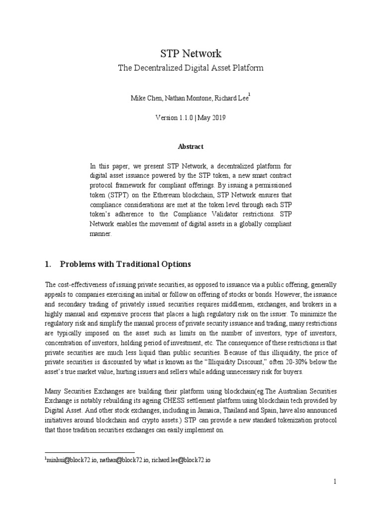 Standard Tokenization Protocol Whitepaper EN v4 1 | PDF | Market Liquidity | Securities (Finance)