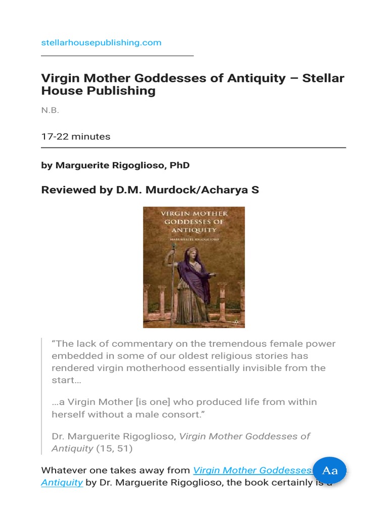 Virgin Mother Goddesses of Antiquity - Stellar House Publishing | PDF | Hera | Matriarchy