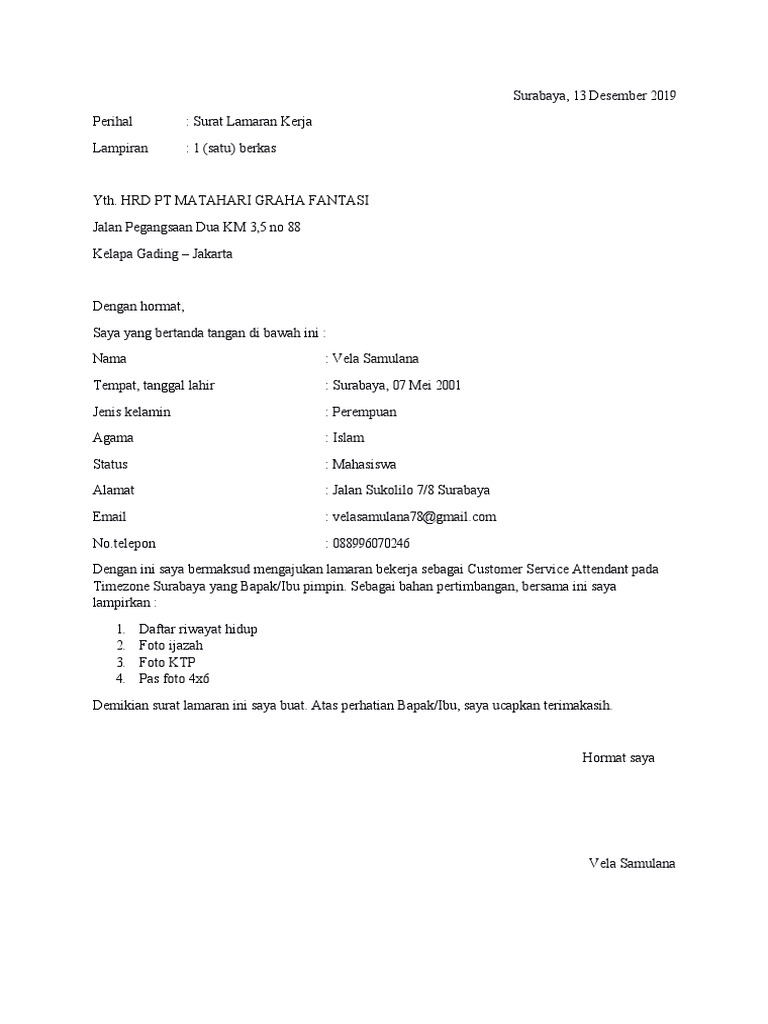 Salin-Surat Lamaran Kerja CV | PDF